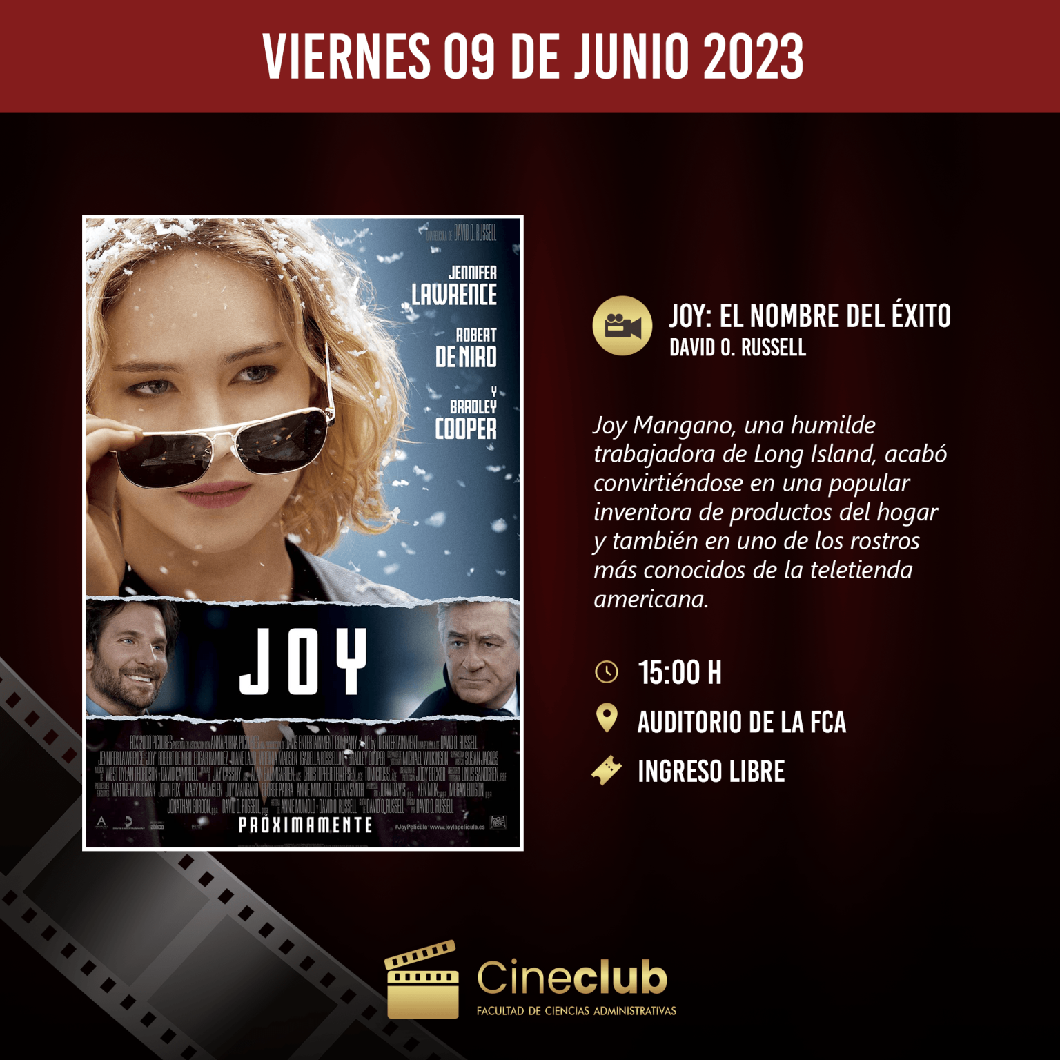 Te esperamos el 9 de junio en la proyección de la película “Joy. El ...